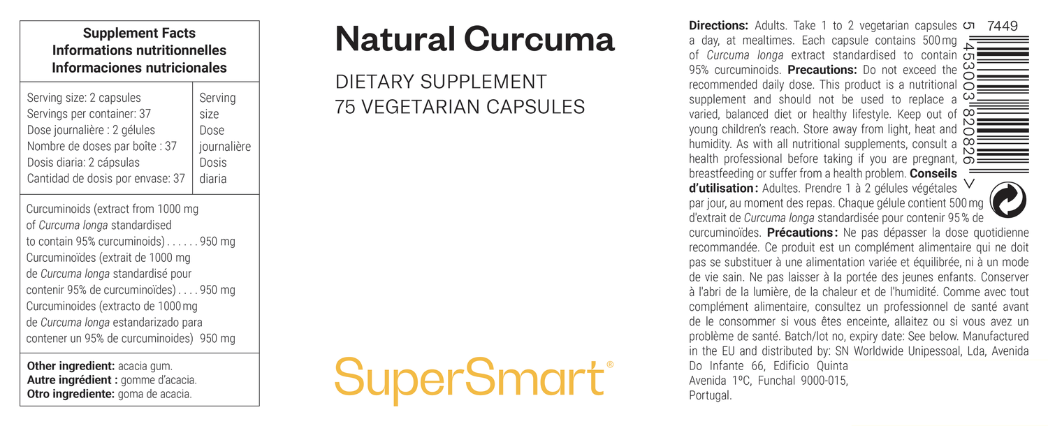 Natural Curcuma : Complément Alimentaire de Curcumine, 75 gélules