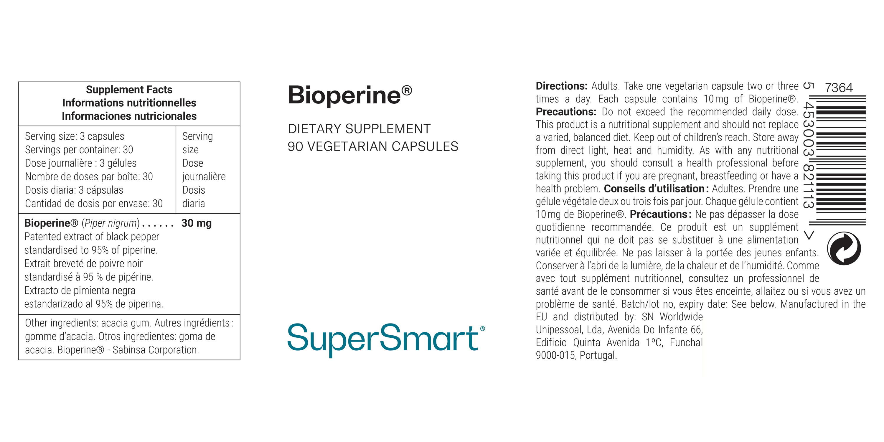 Bioperine® | Extrait de Poivre Noir à 95 % de Pipérine