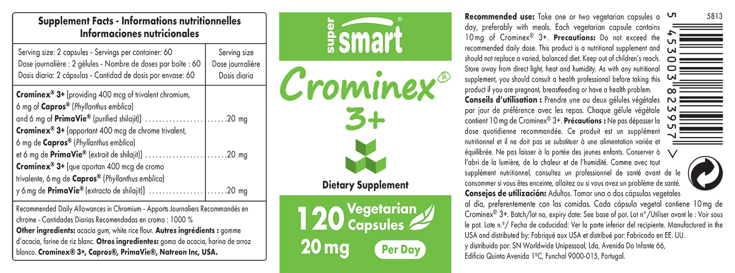 Crominex® 3+ | Suplemento alimentar de cromo trivalente