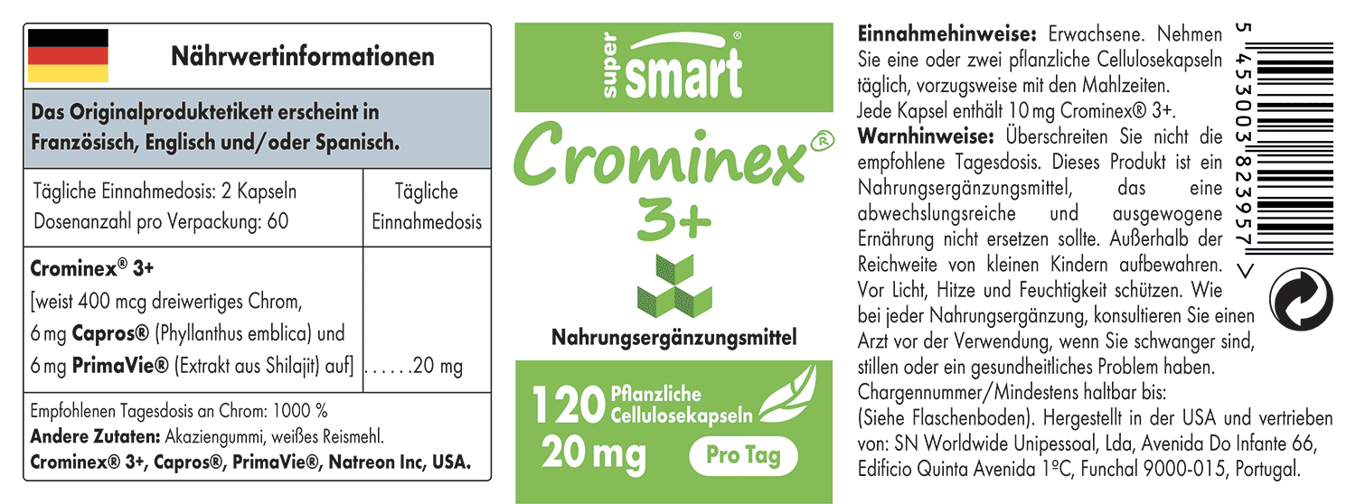 Crominex® 3+ | Dreiwertiges Chrom Nahrungsergänzungsmittel