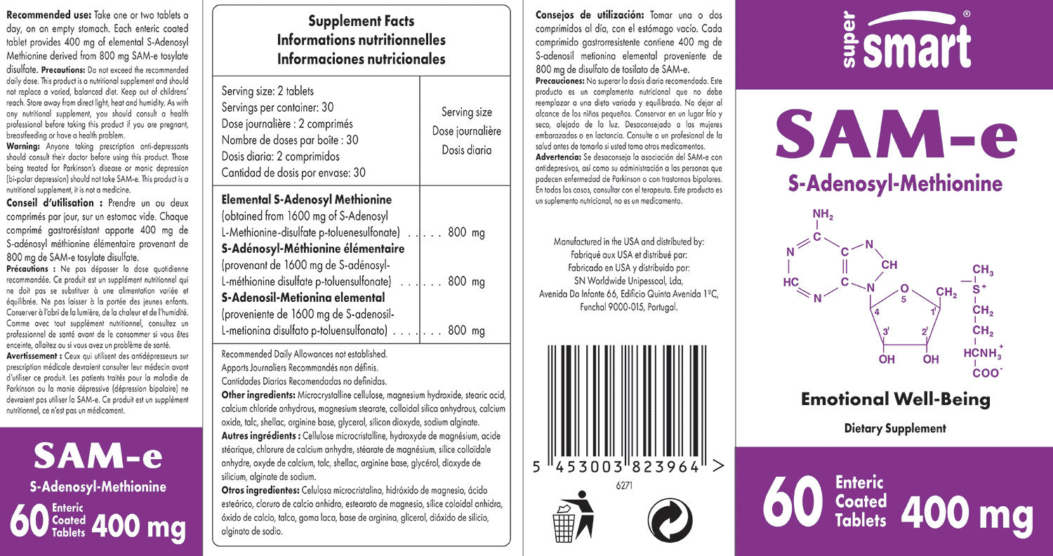 SAMe 400 mg | Complément Alimentaire de S Adénosyl Méthionine ...