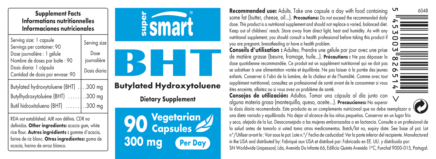 BHT 300 mg | Complément de Butylhydroxytoluène