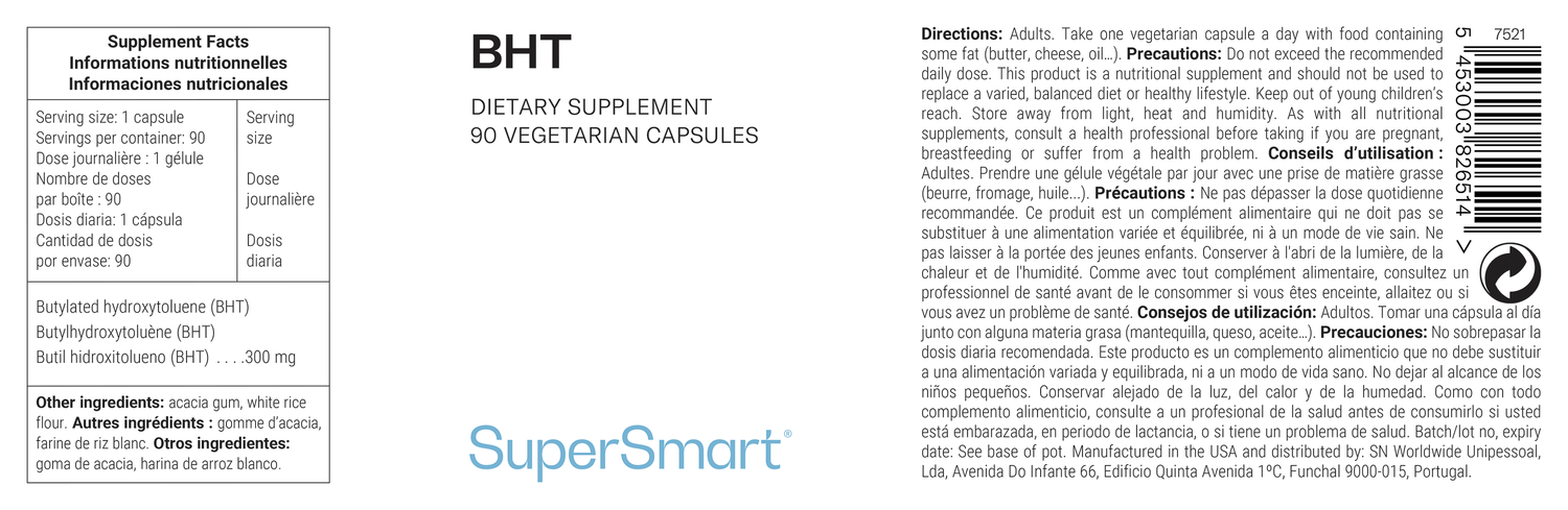 BHT 300 mg | Complément de Butylhydroxytoluène