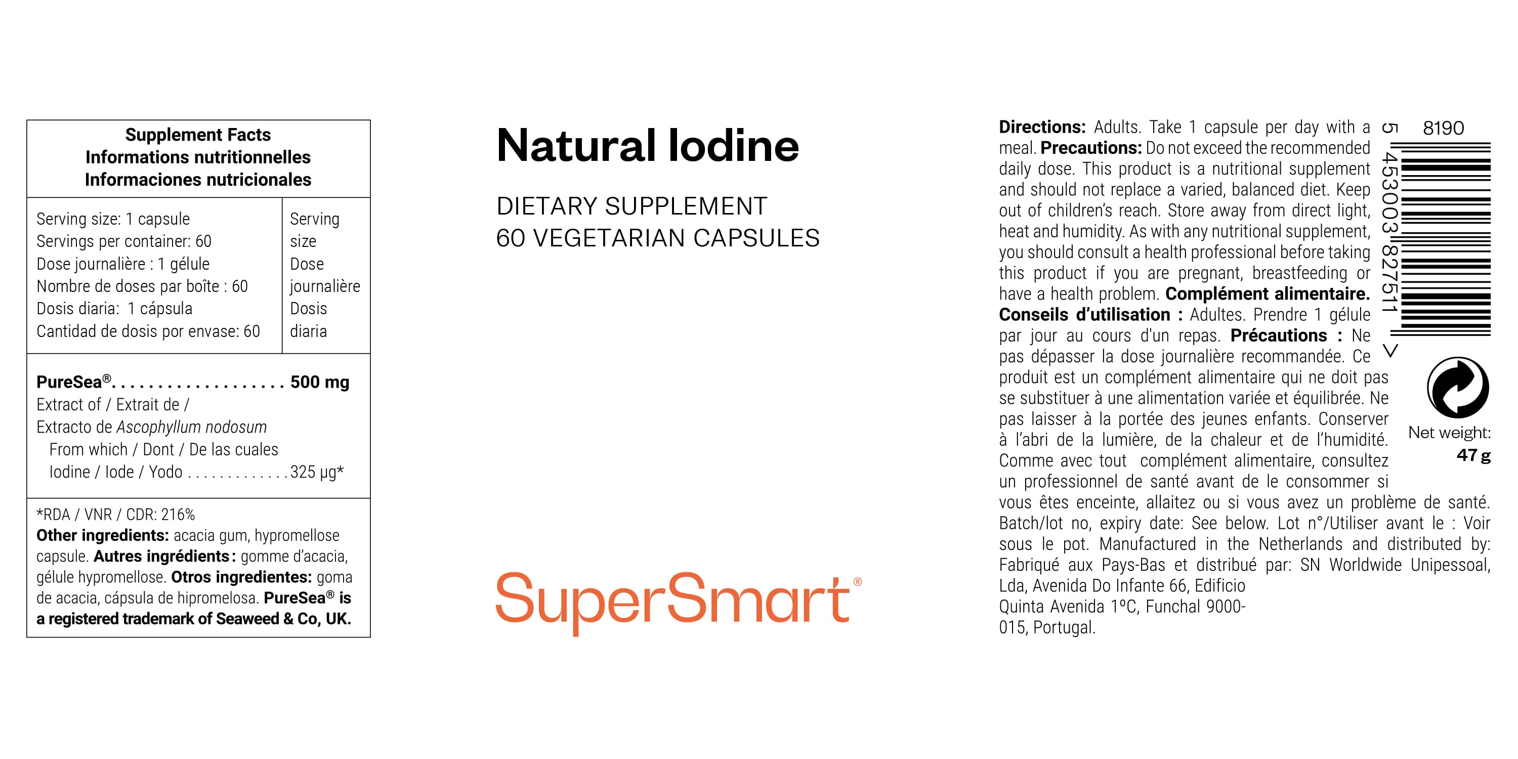 Natural Iodine 500 mg | Complément d'Iode Naturel (Ascophyllum nodosum)
