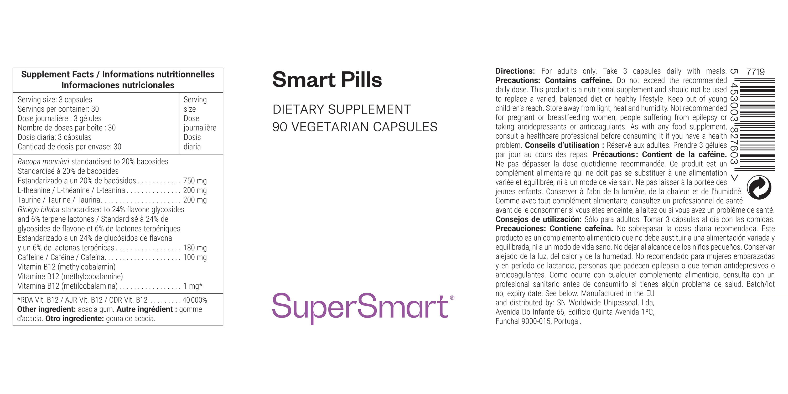 Smart Pills | Fórmula de Estimulación Cerebral Excepcional | Nootrópica