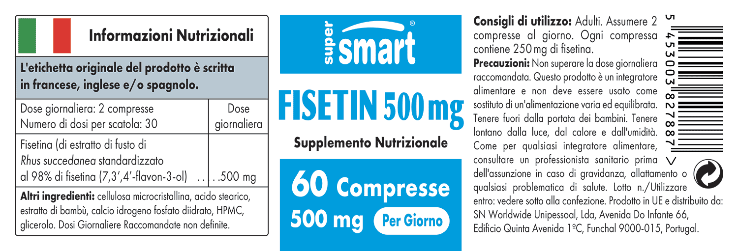 Integratore senolitico di fisetina - dosaggio forte