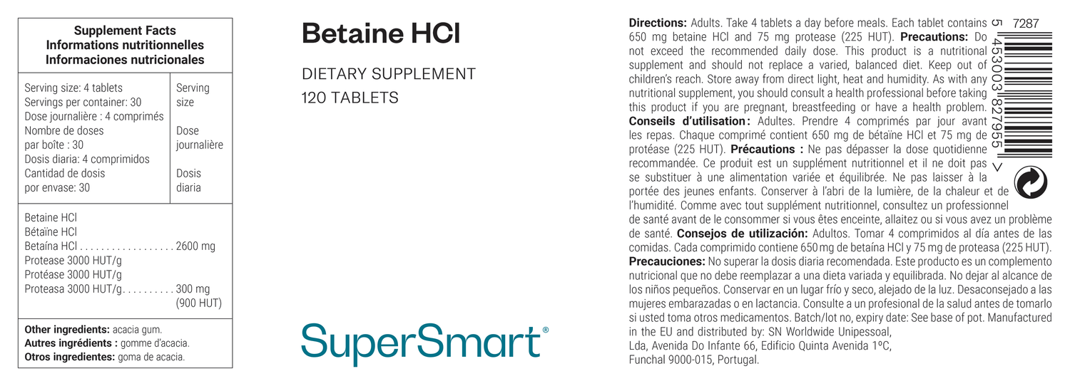 Betaine HCl - Natural Supplement to Restore Gastric Acidity