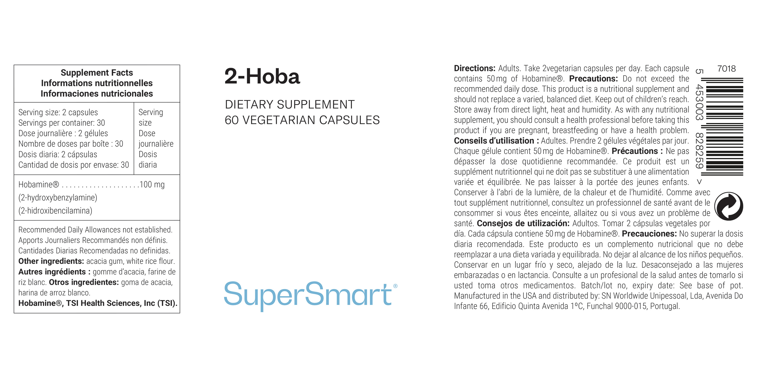 Hobamine (2-HOBA) Supplement | Anti-ageing Research | 60 Capsules
