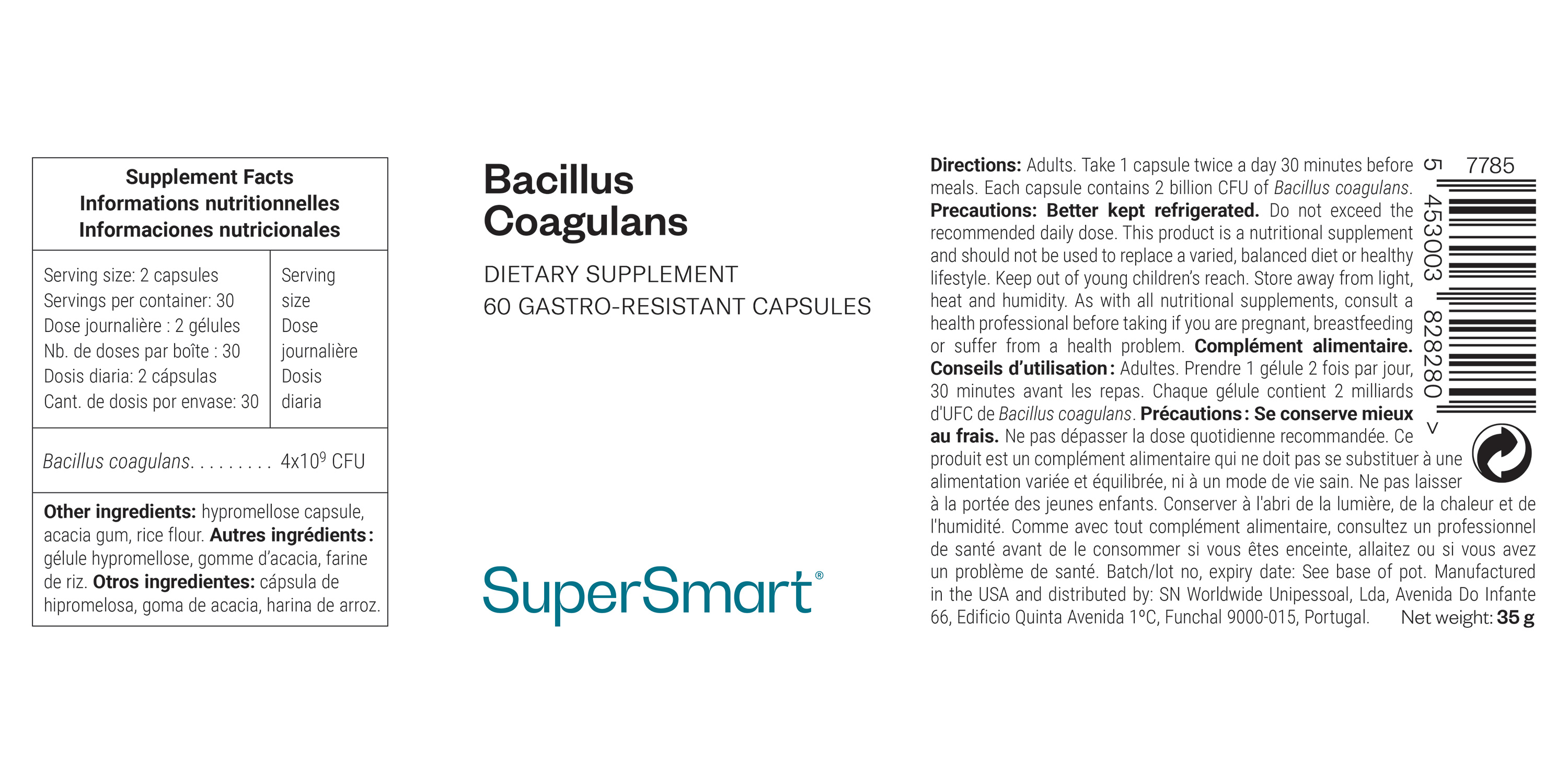 Bacillus Coagulans Probiotic | Confort Intestinal | Gélules