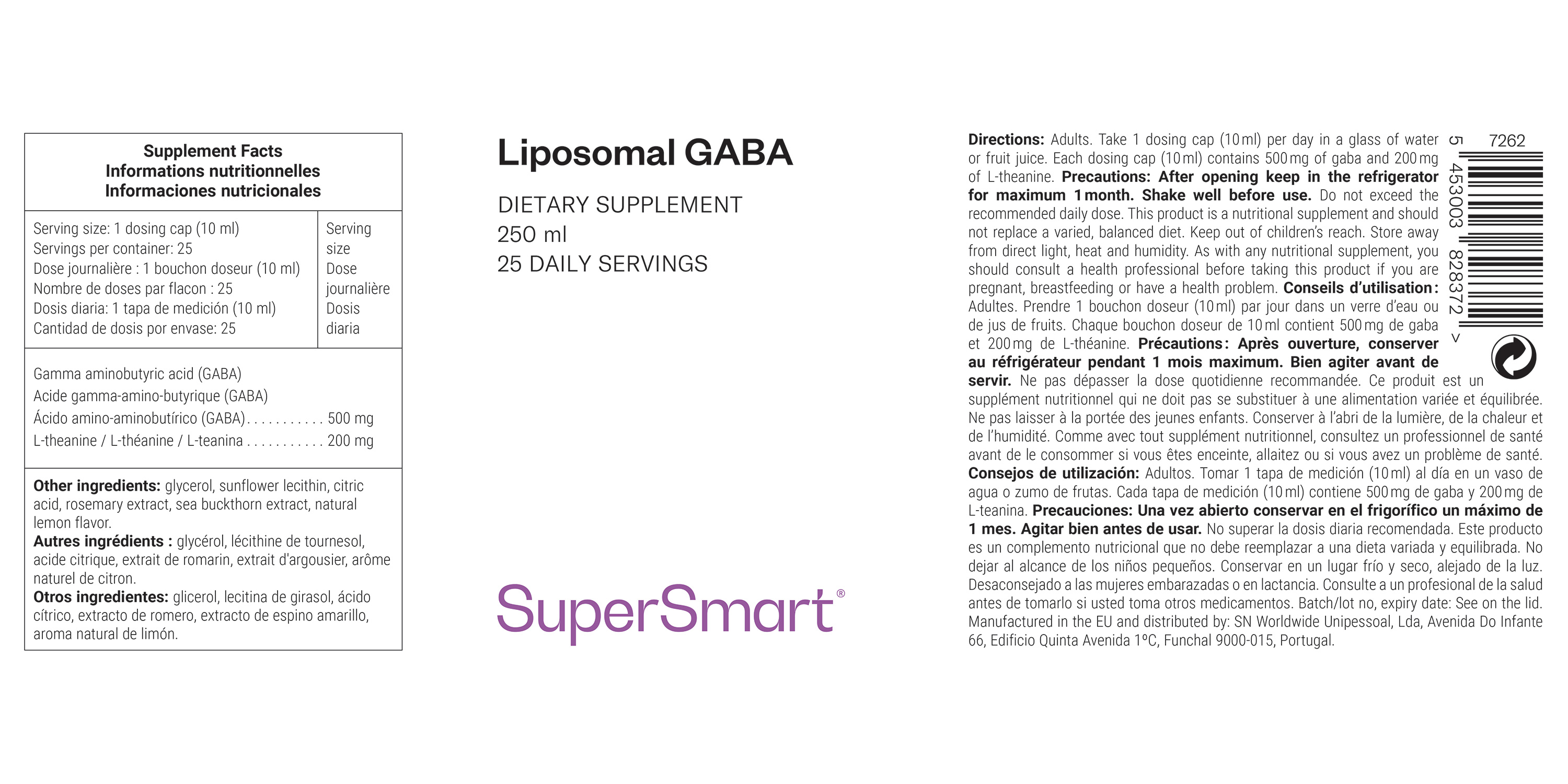 Liposomal GABA | Ultra-bioavailable, in liquid form with L-theanine