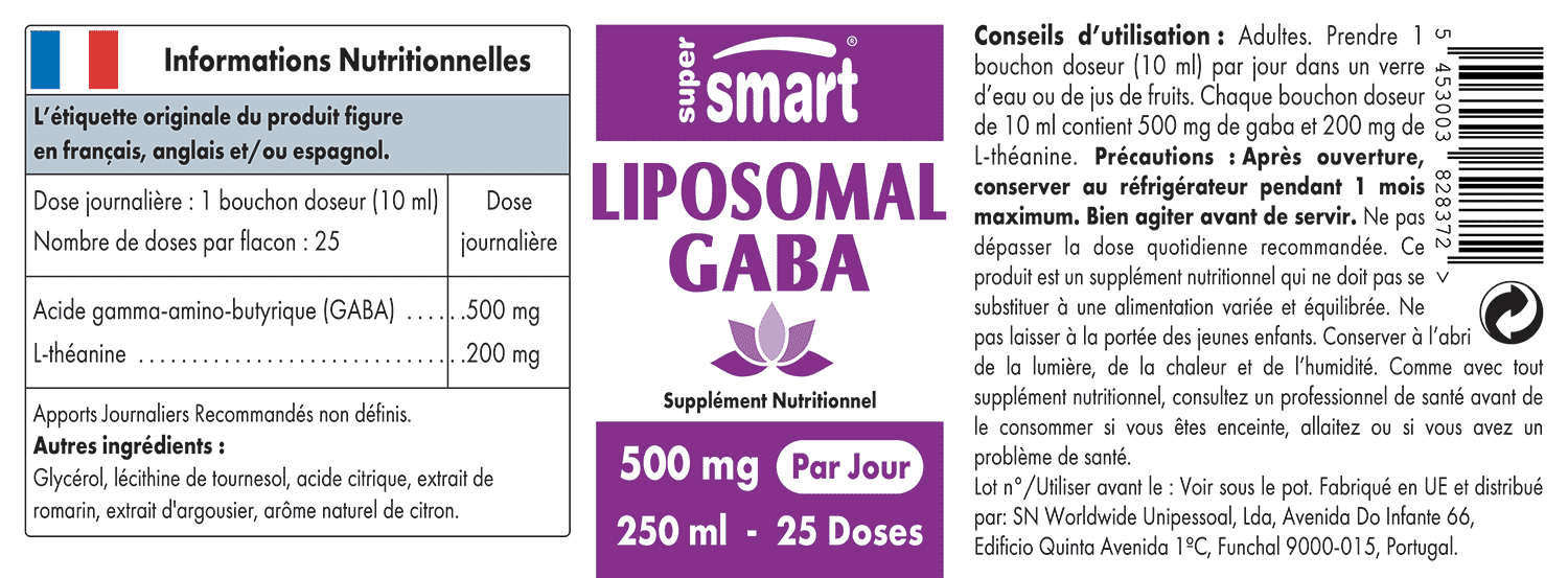 Liposomal GABA | Ultra-biodisponible, liquide et avec L-théanine